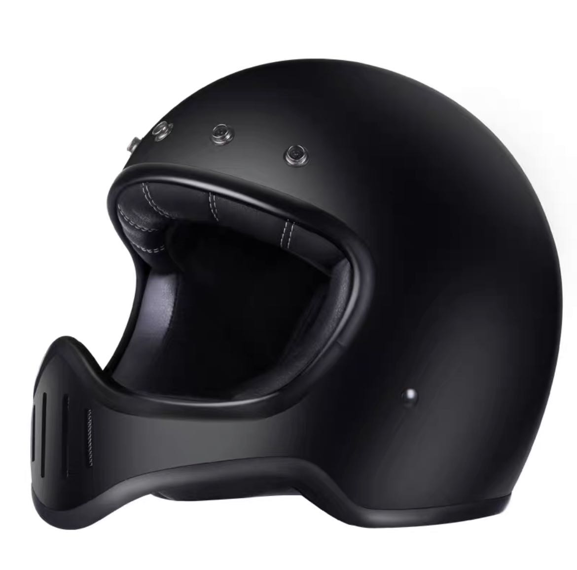 Black Vent Chopper Full Face Motorcycle Helmet Full Face Three Button ...