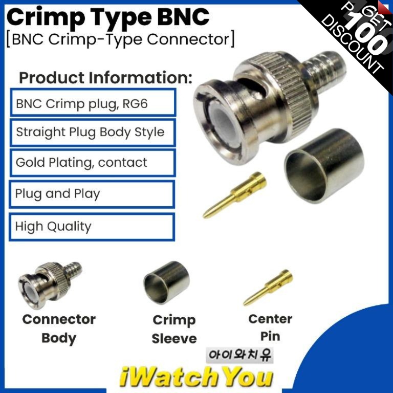 BNC Crimp Type Connector for CCTV Video, Furniture & Home Living ...
