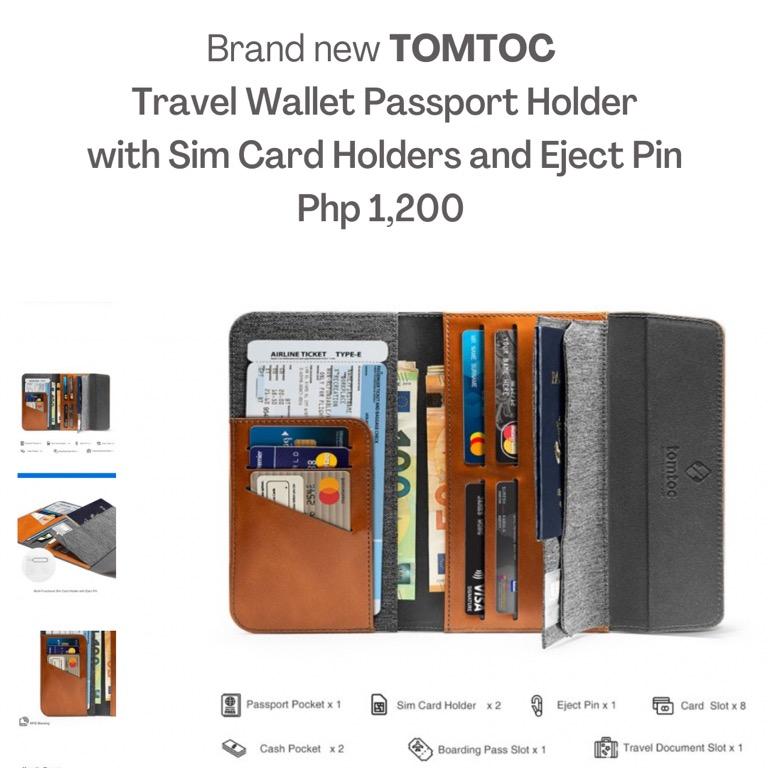 Brand new RFID TOMTOC Travel Wallet Passport Holder with SIM Card ...