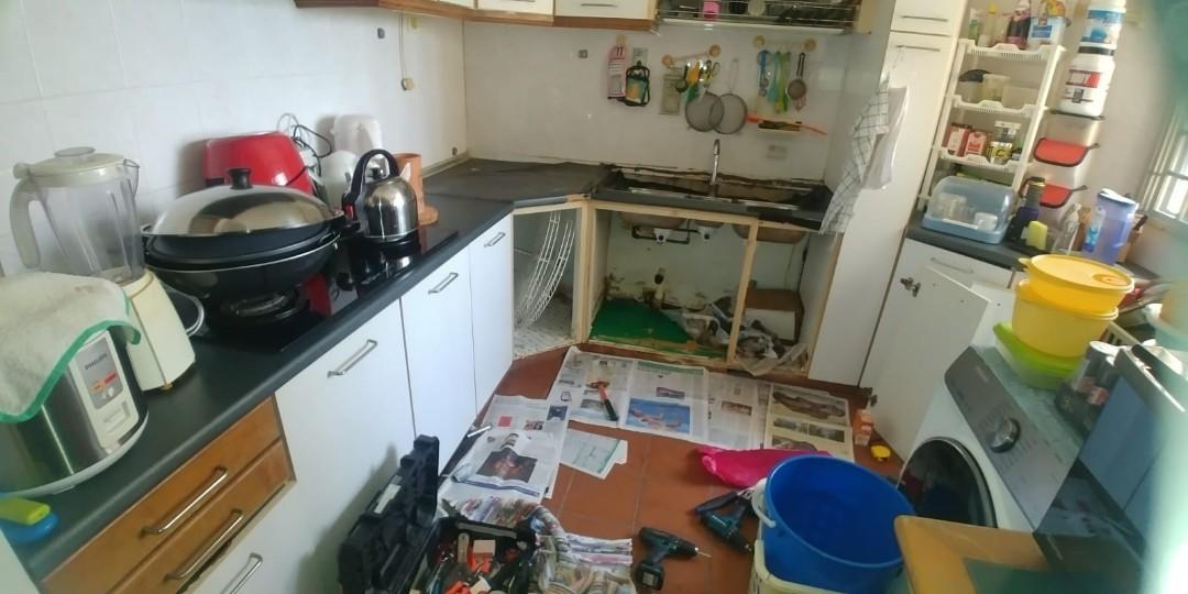 Repair of Rotten Kitchen Sink and Bathroom Vanity Cabinet, Home ...