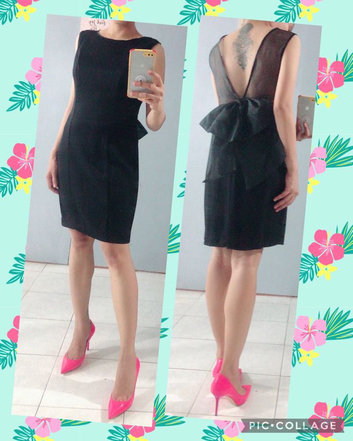 Deep V Open Back with Ribbon detail accent, Women's Fashion, Dresses ...