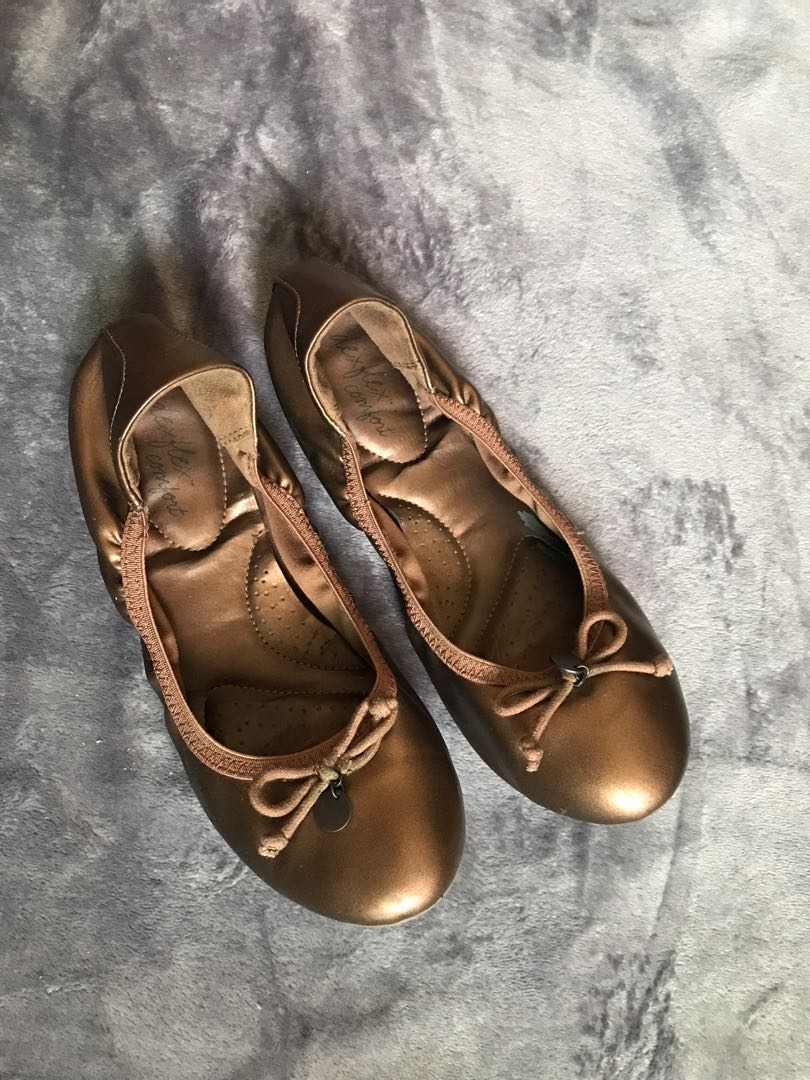 Dexflex Comfort Flats US7 Bronze, Women's Fashion, Footwear, Flats ...