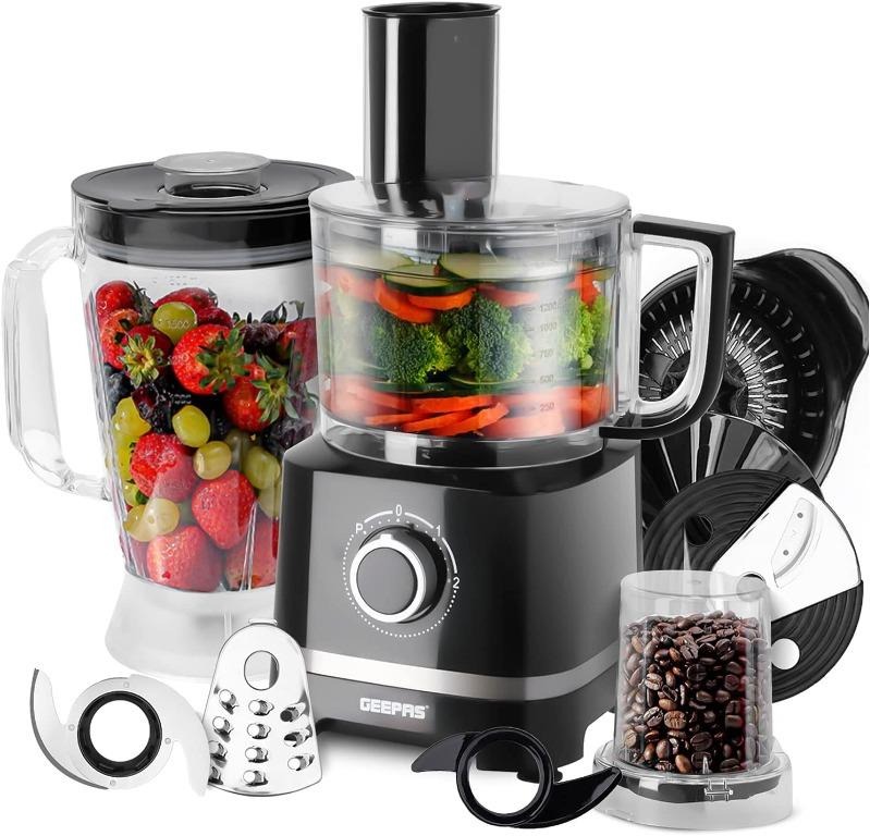 GEEPAS GSB5487N 10 in 1 Food Processor, 800W Multifunctional Food Processor Blender, 2 Speed ...
