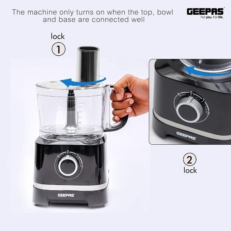 GEEPAS GSB5487N 10 in 1 Food Processor, 800W Multifunctional Food Processor Blender, 2 Speed ...