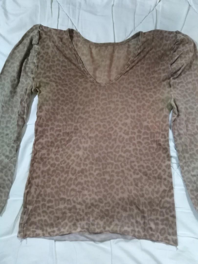 Leopard mesh top, Women's Fashion, Tops, Longsleeves on Carousell