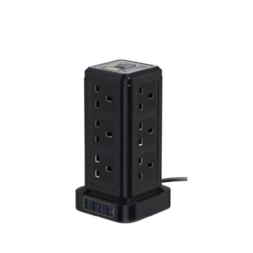 Multi Plug Vertical Tower Power Socket/4 USB/5V 3.1A Charging Ports ...