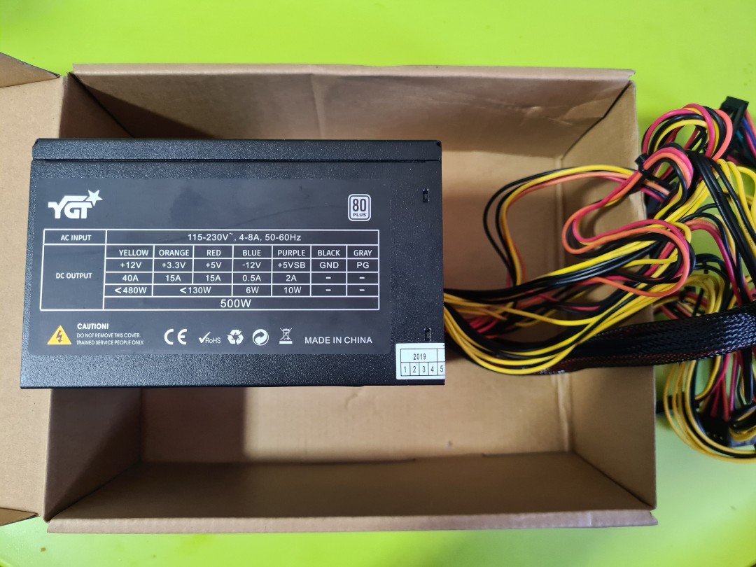 PSU TRUE RATED power supply 80+ 500w YGT, Computers & Tech, Parts ...