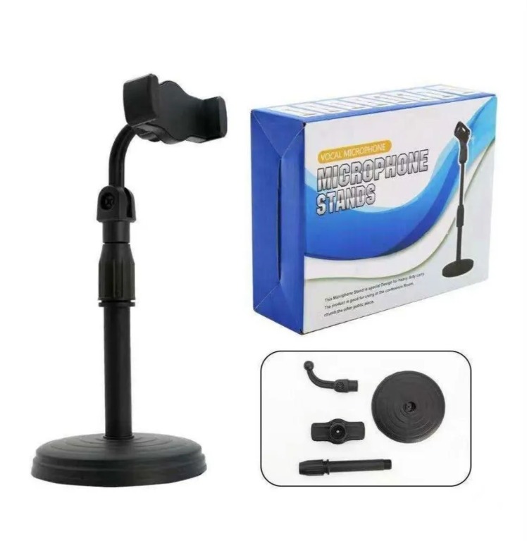 PVC Black Microphone Stand Mobile Phone Holder 黑色麥克風支架手機支架, 手提電話, 電話及其他 ...