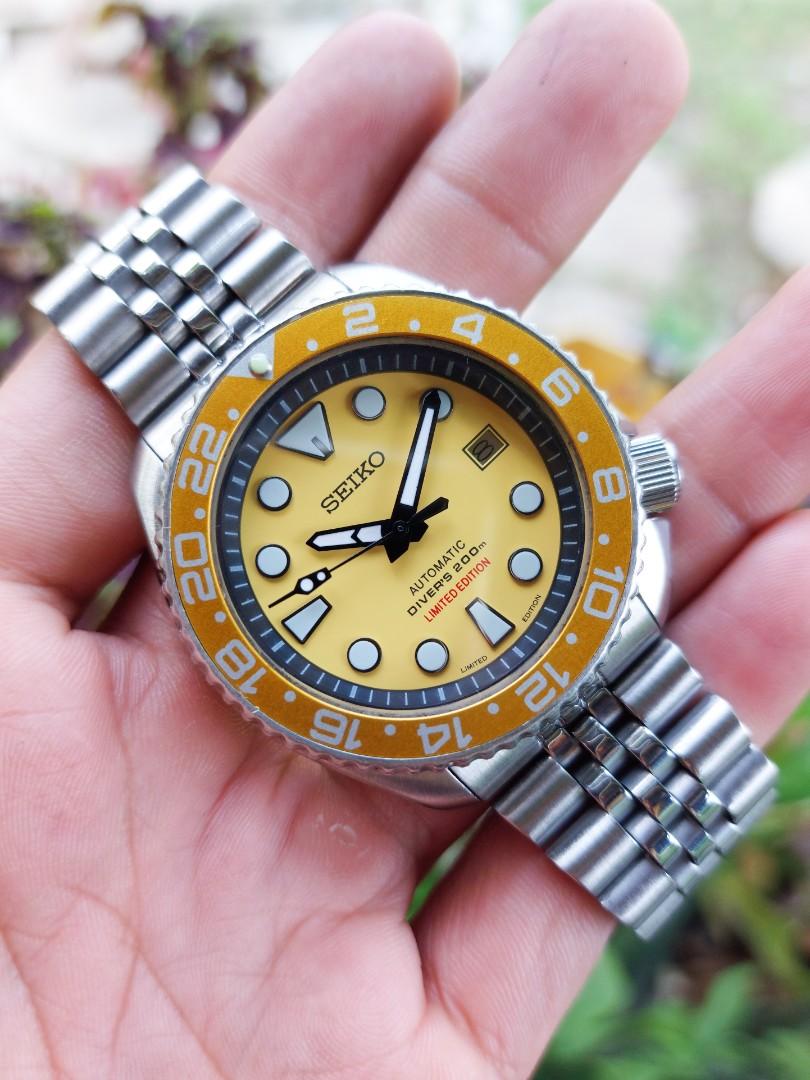 Seiko 3rd Gen BUMBLEBEE Mod Automatic Diver's Watch, Men's Fashion ...