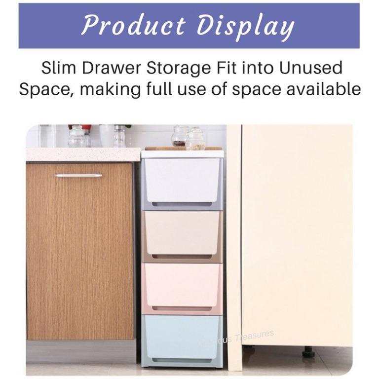 Super Slim Plastic Storage Drawer Container 3-7 Tiers Design Effective ...