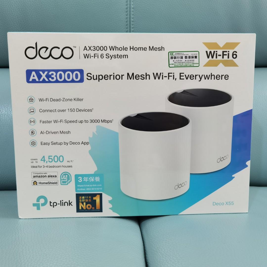 《不議價》全新香港行貨 TP-Link Deco X55 (2-pack) AX3000 Whole Home Mesh WiFi 6 Router 雙頻 Wifi6 Mesh 路由器, 電腦 ...