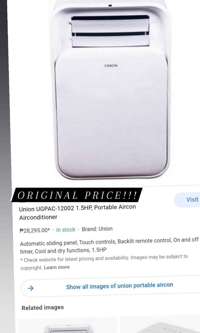 Union portable aircon 1.5hp, TV & Home Appliances, Air Conditioning and ...