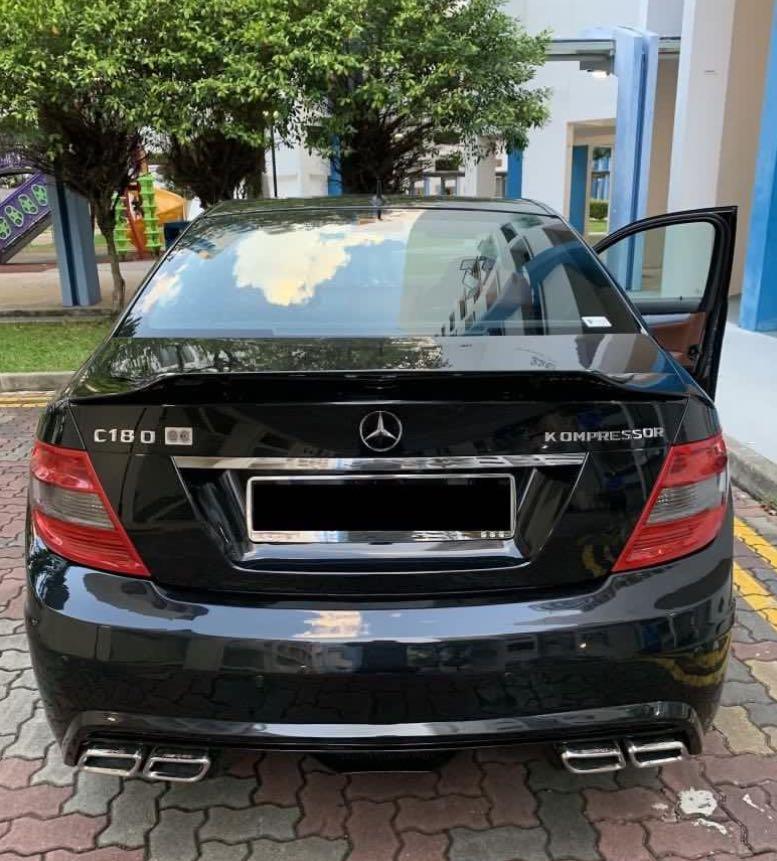 Universal ducktail spoiler in glossy black / cf - benz w204 c-class ...