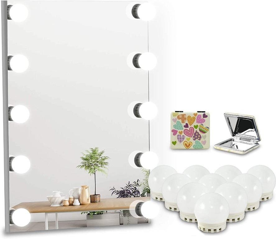 Vanity Mirror Lights Kit,Golspark Dimmable Hollywood Style Lights for Mirror,10 LED Light Bulbs ...