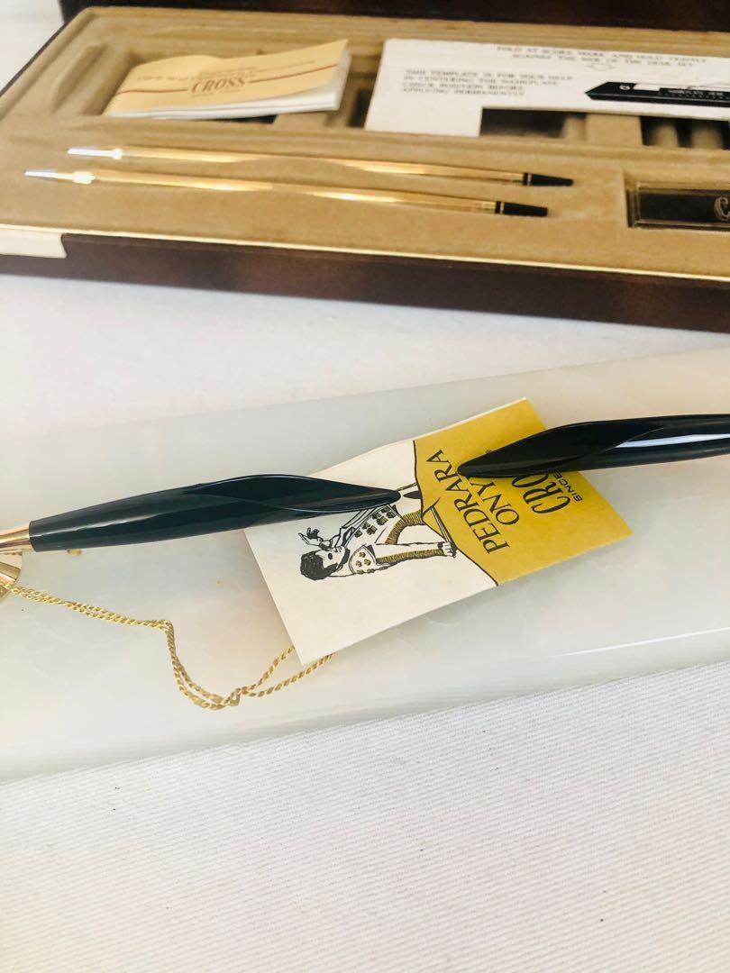 Vintage Cross Pen and Pencil Desk Set in White Pedrara Onyx Base ...