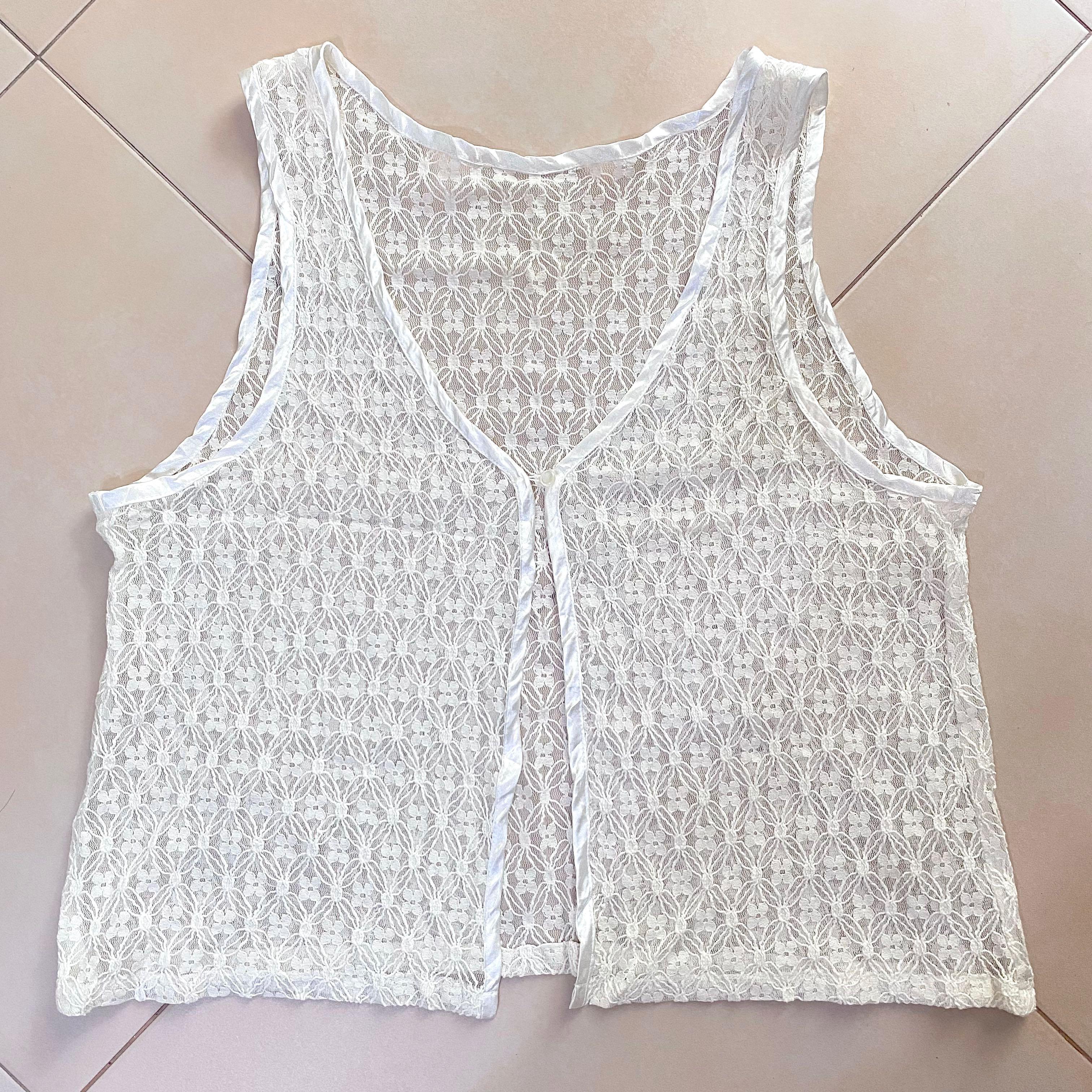 Vintage Lace Open Front Vest, Women's Fashion, Tops, Sleeveless on ...