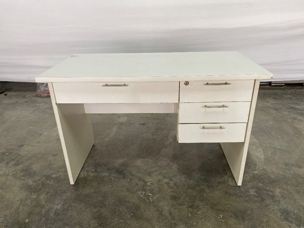 Wooden Working Desk with 4 Drawer White Colour / Meja Kerja Kayu dengan ...