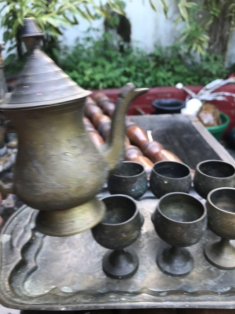 Antique Brass Goblet Set display collectible, Hobbies & Toys ...