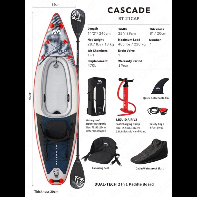 AquaMarina Cascade inflatable iSUP / kayak with BlueDrive Jet ...