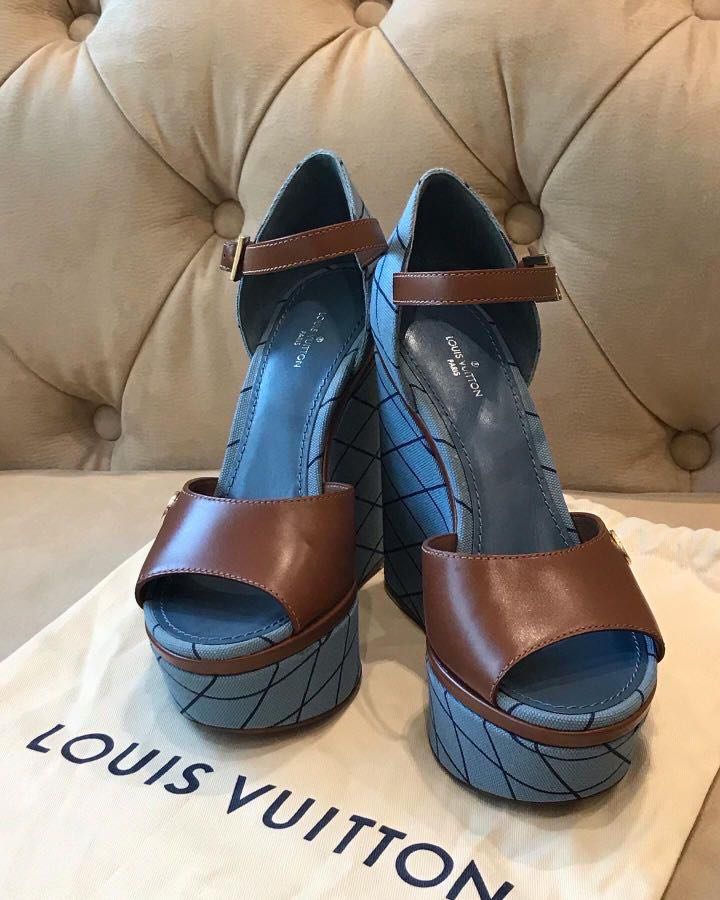 Authentic Louis Vuitton LV Wedge Heels, Women's Fashion, Footwear ...