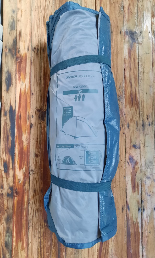 Brandnew Quechua Decathlon MH100 Grey/3 Person Camping Tent, Sports ...