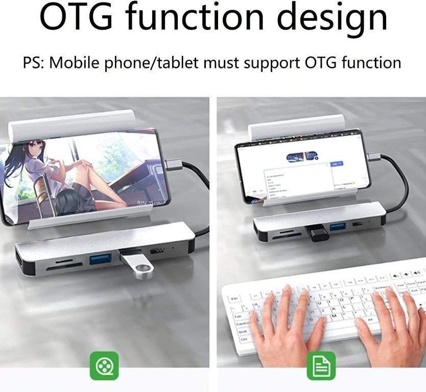 [C6480] BEST CABLE USB C Hub Multiport Adapter - 6 in 1 Portable with ...