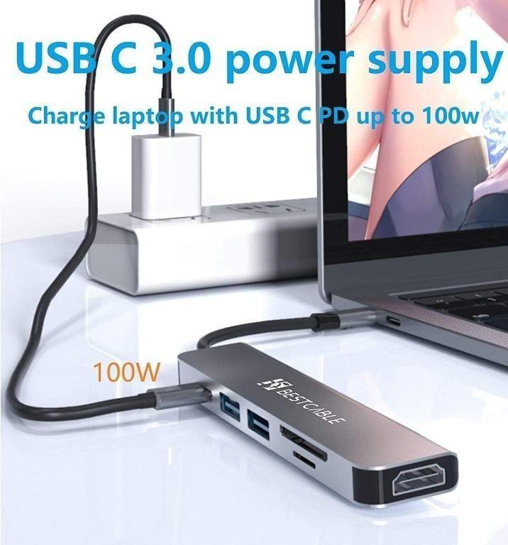 [C6480] BEST CABLE USB C Hub Multiport Adapter - 6 in 1 Portable with ...