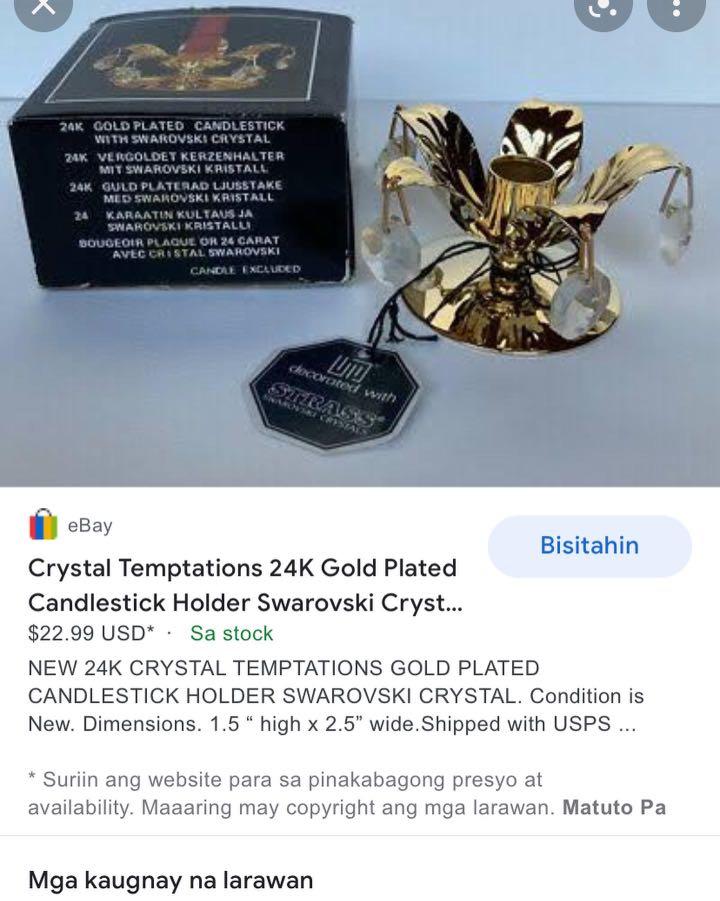 Crystal Temptations 24K Gold Plated Candlestick Holder Swarovski ...