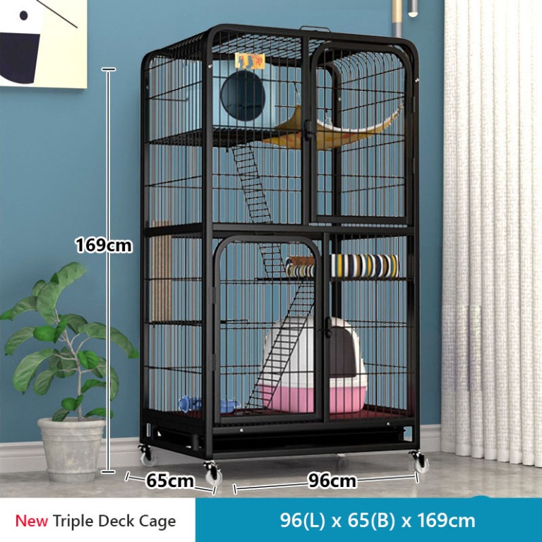 [iDS] Extra Large Cat Cage Playpen Box Kennel Crate with Lockage Caster ...