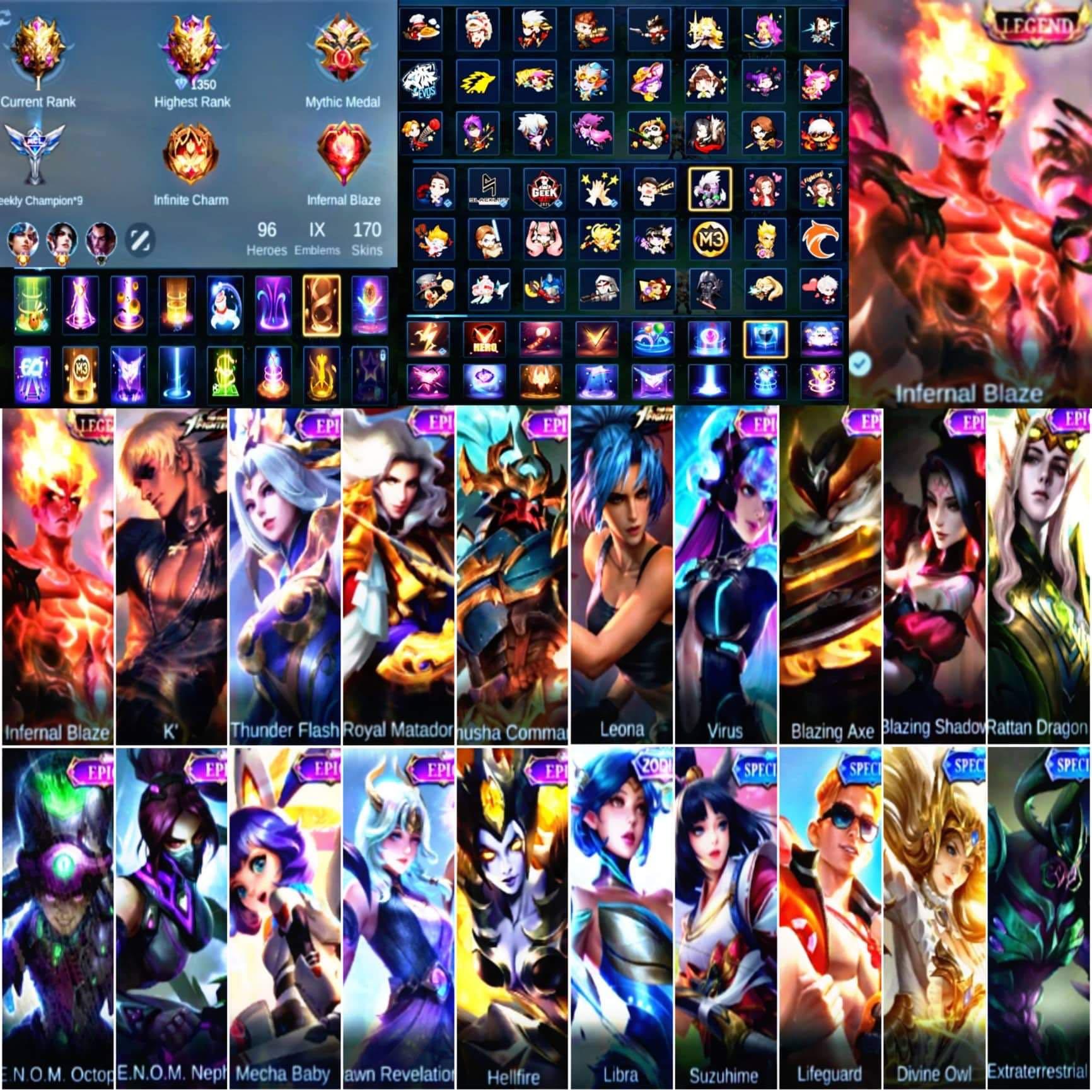 Legend Valir x KOF Gusion Mobile Legends Account (Many Limited Epic ...