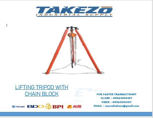 LIFTING TRIPOD WITH CHAIN BLOCK, Commercial & Industrial, Construction ...