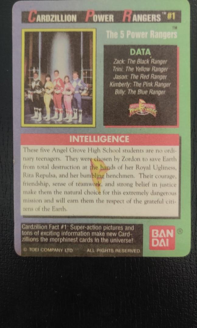 Mighty Morphin Power Rangers Series 1 Cardzillion #1, Hobbies & Toys ...
