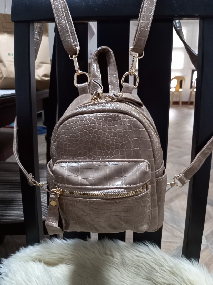 MINI CROC LEATHER BACKPACK, Women's Fashion, Bags & Wallets, Backpacks ...