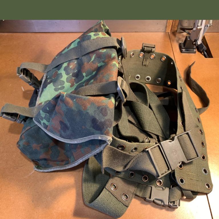 Original German Army Flecktarn Webbing Rig 原裝德國陸軍 Flecktarn 織帶裝備, 男裝, 袋 ...