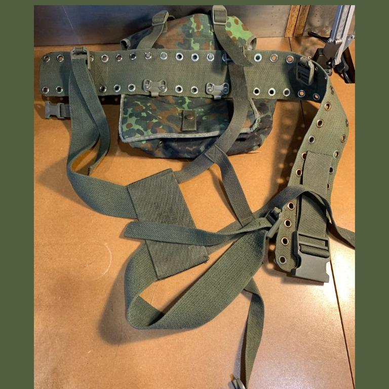 Original German Army Flecktarn Webbing Rig 原裝德國陸軍 Flecktarn 織帶裝備, 男裝, 袋 ...