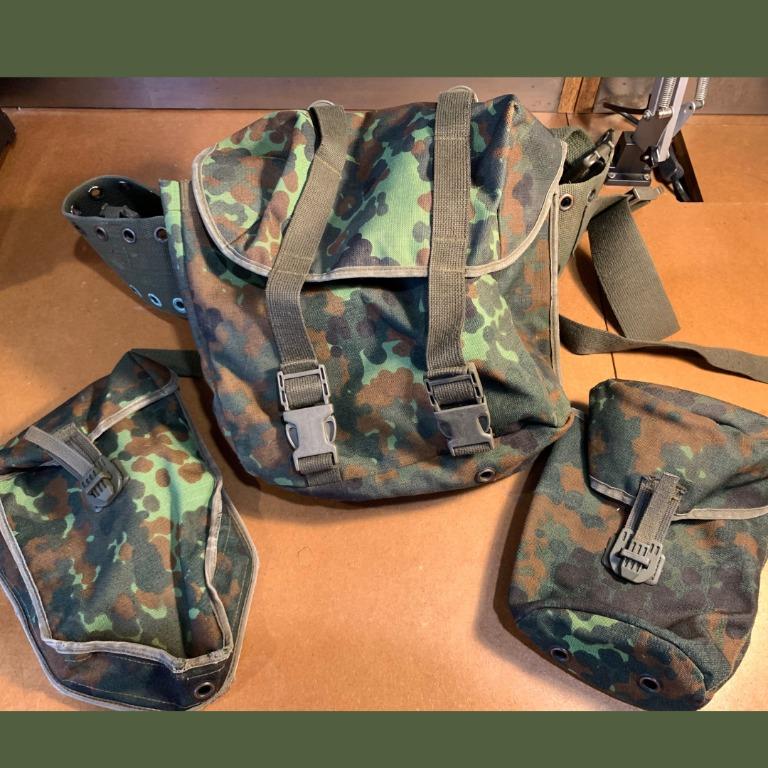 Original German Army Flecktarn Webbing Rig 原裝德國陸軍 Flecktarn 織帶裝備, 男裝, 袋 ...