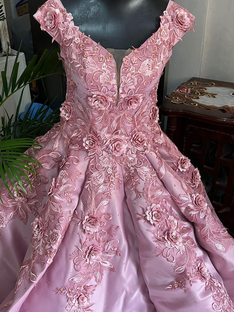 Pastel Pink Ball Gown, Women's Fashion, Dresses & Sets, Evening dresses ...
