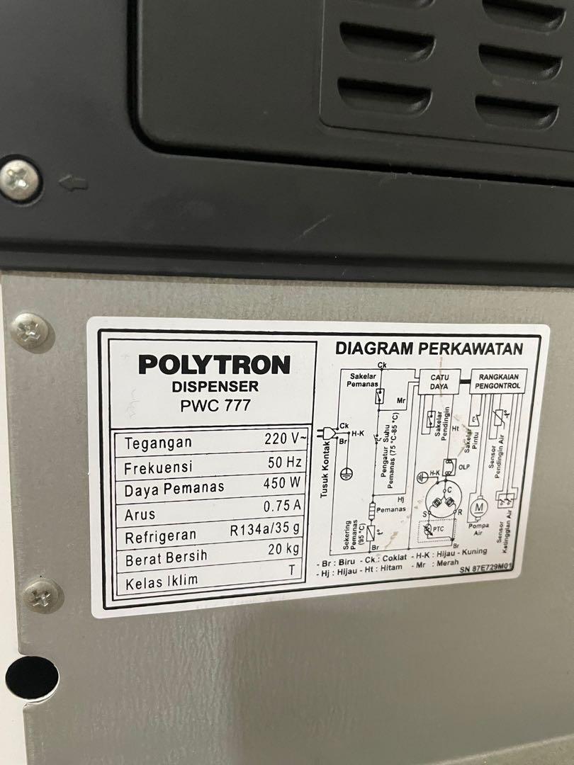 Polytron Water Air Dispenser PWC 777 galon bawah, Kitchen & Appliances ...