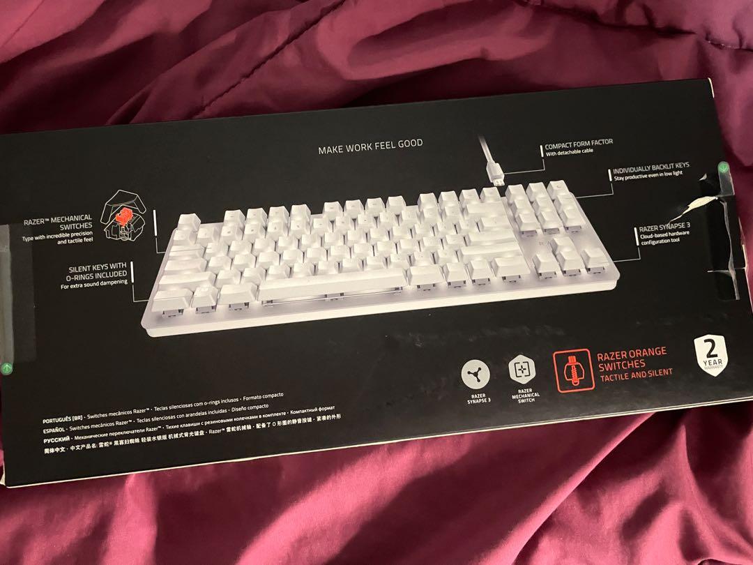 Razer BlackWidow Lite Mercury White Orange Switch Silent Mechanical ...