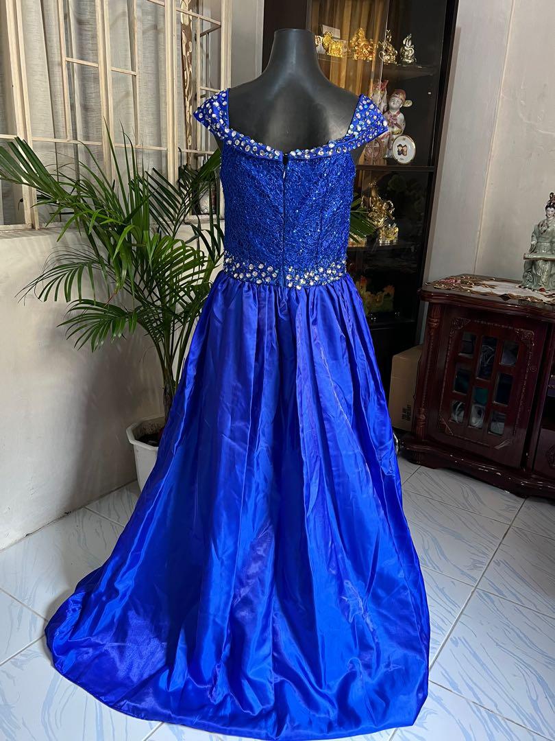 Royal Blue Off-Shoulder Gown, Women's Fashion, Dresses & Sets, Evening ...