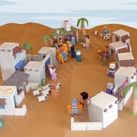 Rumah Kota Papercraft Puzzle Miniature House Paper Craft Diorama Town ...