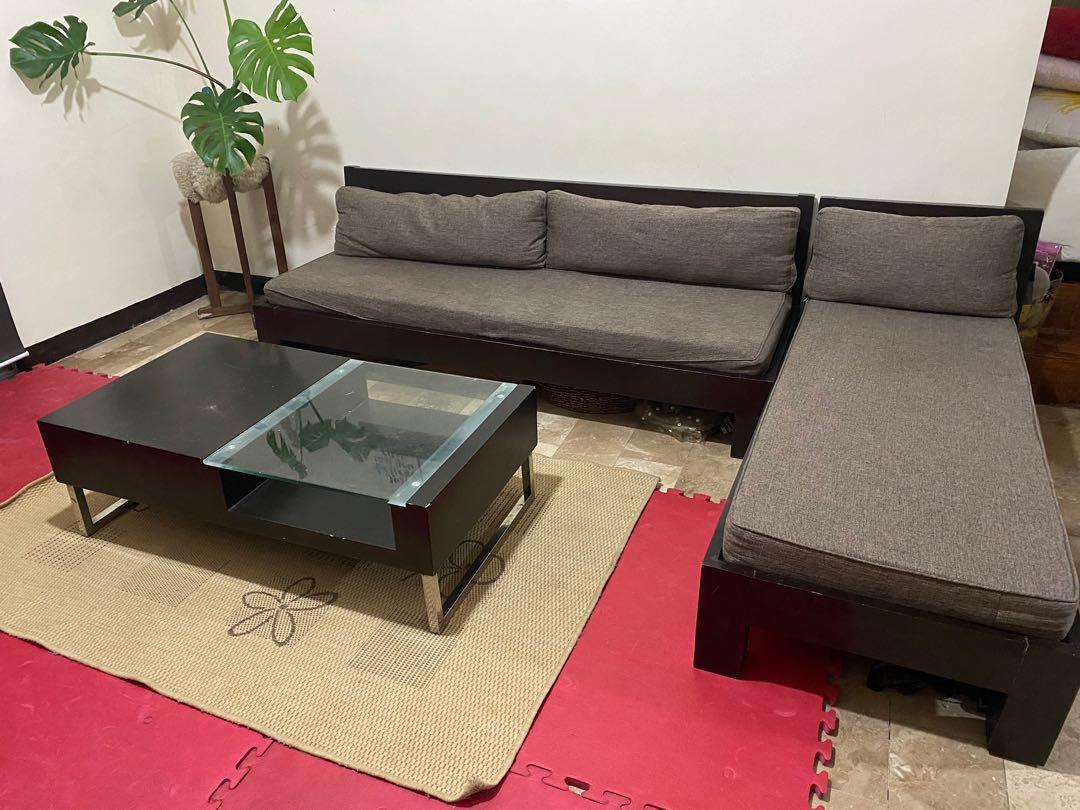 Solid Wood Living Room Sala Set Showcase, Furniture & Home Living ...