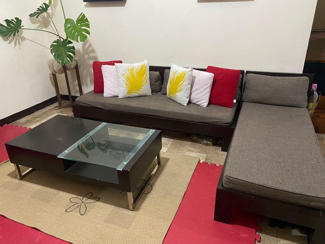 Solid Wood Living Room Sala Set Showcase, Furniture & Home Living ...