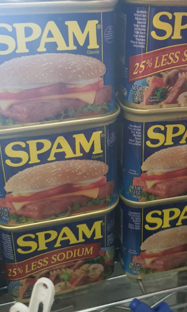 SPAM original, bacon, and less sodium available, Food & Drinks ...