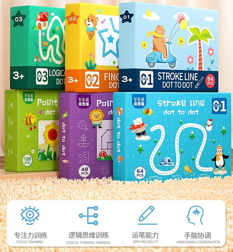 Toddler Reusable Pen Control Training Line Point Draw Dot Finger Fun ...