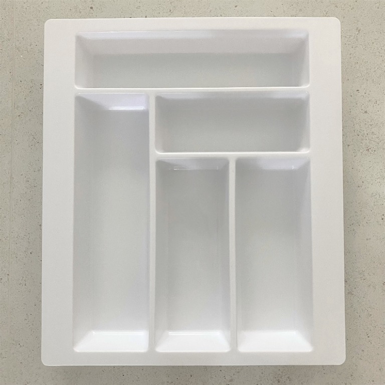 White Plastic Kitchen Drawer Tray, Cutlery Cabinet Organiser ...