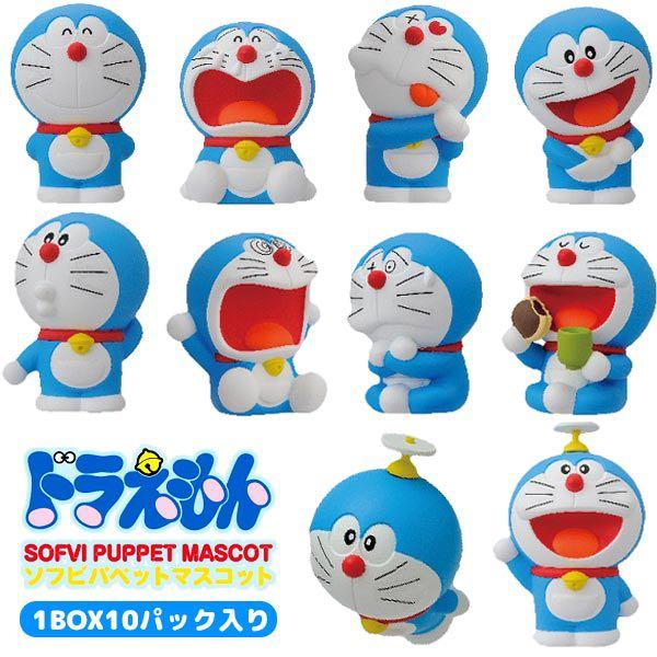 (日本代購)叮噹/多啦A夢軟膠手指頭公仔 一盒全套10隻 Doraemon sofvi puppet mascot 高約4.5-5cm, 興趣 ...