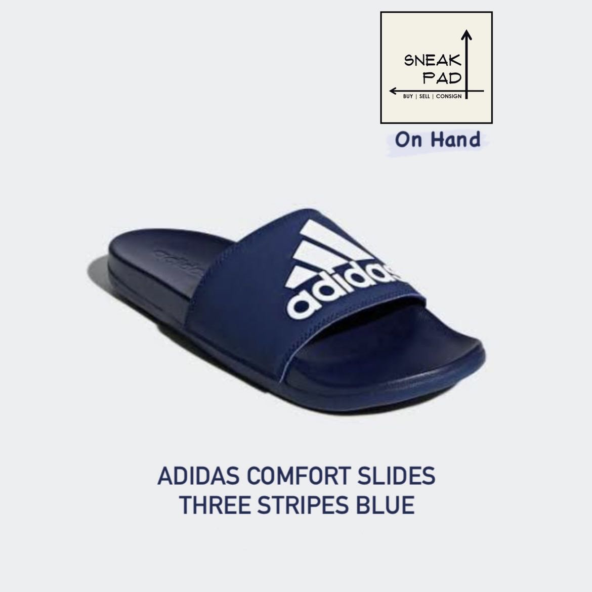 Adidas Comfort Slides - Three Stripes Blue, Men's Fashion, Footwear ...