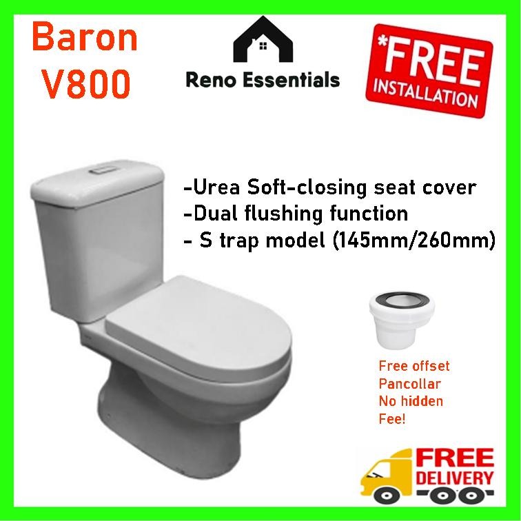 Baron V800 toilet bowl dual flush with Installation, Furniture & Home ...