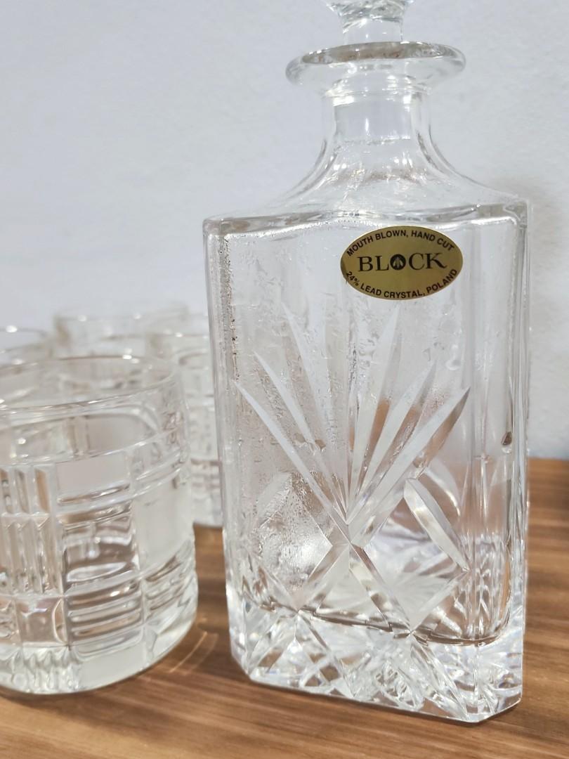 Block Genuine Crystal Decanter and 4 whiskey glasses from Poland ...